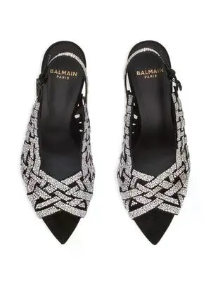 Balmain Embellished Slingback Stiletto Sandals