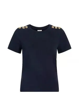 Cinq À Sept Jasper Button Detail T-shirt - Blue