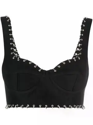 Patrizia Pepe Piercing-detail Cropped Top - Black