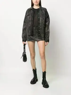 Patrizia Pepe Crystal-embellished Denim Mini Skirt