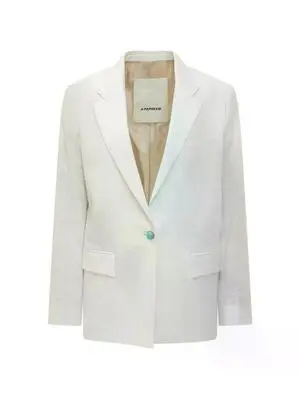 A PAPER KID Stone Button Linen Jacket - White