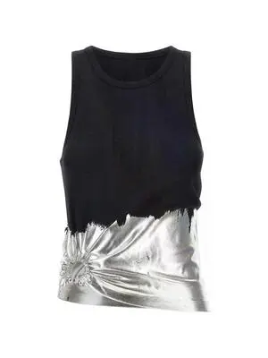 Rabanne Foil-finish Asymmetric Tank Top - Black