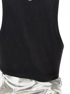 Rabanne Foil-finish Asymmetric Tank Top - Black