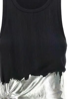 Rabanne Foil-finish Asymmetric Tank Top - Black