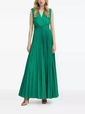 MORGAN Pleated V-neck Maxi Dress - Green