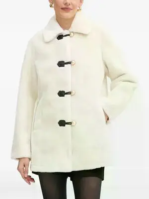 MORGAN Button-fastening Faux-fur Coat - Neutrals