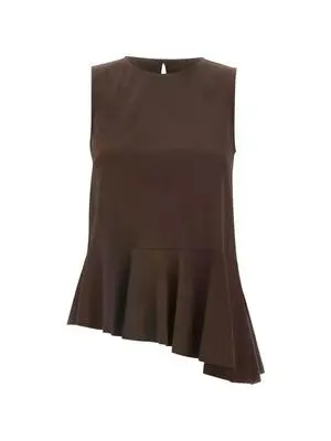 KAOS Ruffled-hem Sleeveless Blouse - Brown