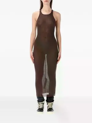 Rick Owens Sleeveless Crew-neck Midi Dress - Brown