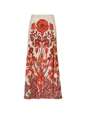 Johanna Ortiz Encanto De Isla Floral-pattern Midi Skirt - Neutrals