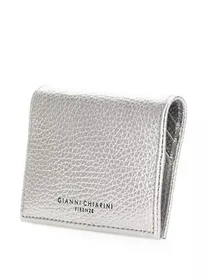 GIANNI CHIARINI Dollaro Pebbled-leather Card Holder - Silver