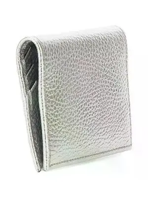 GIANNI CHIARINI Dollaro Pebbled-leather Card Holder - Silver