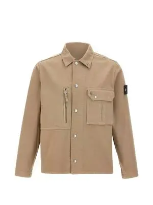 Stone Island Snap-button Cotton Overshirt - Neutrals