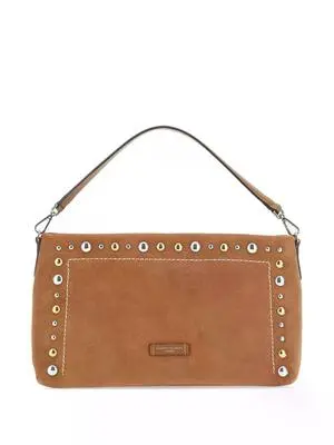GIANNI CHIARINI Elisa Studded Stitching Shoulder Bag - Brown