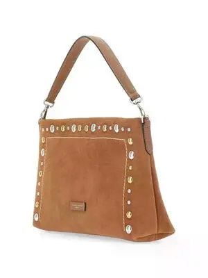 GIANNI CHIARINI Elisa Studded Stitching Shoulder Bag - Brown