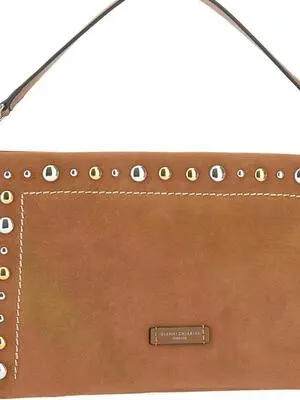 GIANNI CHIARINI Elisa Studded Stitching Shoulder Bag - Brown