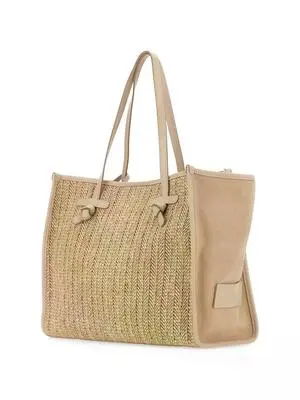 MARCELLA CLUB Raffia Suede Shoulder Bag