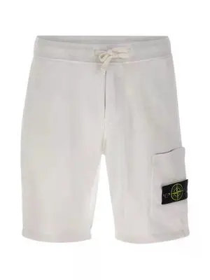 Stone Island Badge Pocket Organic Cotton Shorts - White