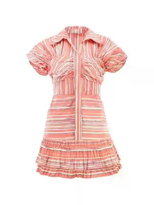 Alexis Lara Striped Ruffled Dress - Orange