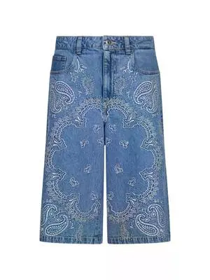 Liu Jo Embroidery Stone-wash Shorts - Blue