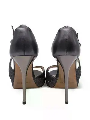 JIMMY CHOO Glitter-embellished Stiletto Sandals