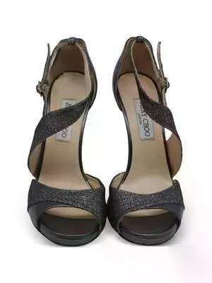 JIMMY CHOO Glitter-embellished Stiletto Sandals
