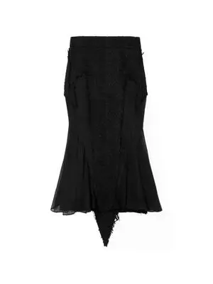 Off-White Tweed Star Midi Skirt - Black