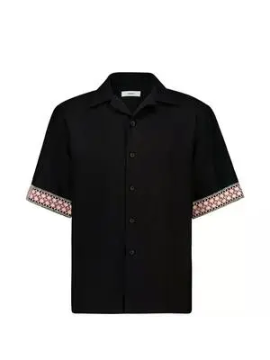 Commas Braided Camp-collar Shirt - Black