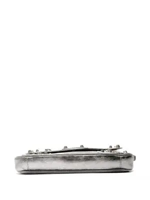 Balenciaga 2020-2025 Xs Le Cagoule Studded Leather Shoulder Bag - Silver