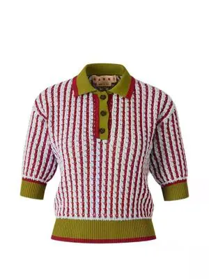 Marni Striped Polo Top - Red
