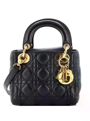 Dior Lady Bag Cannage Quilt Lambskin Mini Satchel - Black
