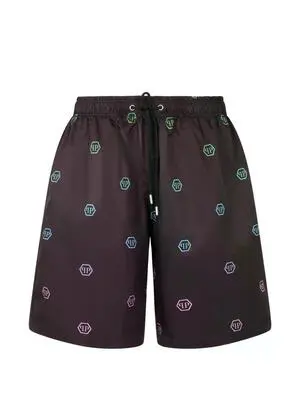 Philipp Plein Monogram Drawstring Shorts - Black