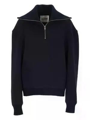 JIL SANDER Turtleneck Zip-up Sweater - Blue
