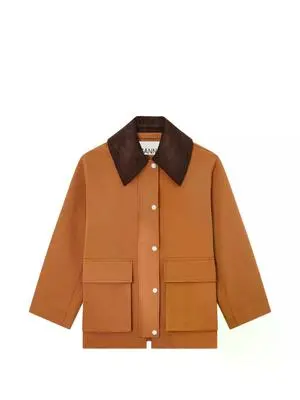 GANNI Patch-pocket Corduroy-collar Jacket - Brown