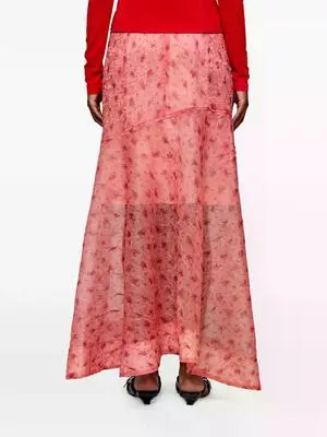 GANNI Shibori Organza Midi Skirt - Pink