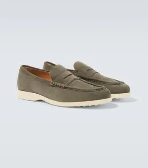 TOD'S Suede Penny Loafers - Grey