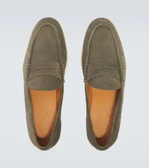 TOD'S Suede Penny Loafers - Grey