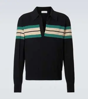 Dries Van Noten Striped Polo Sweater - Black