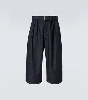 Dries Van Noten Belted Denim Bermuda Shorts - Blue