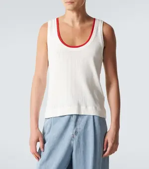 Dries Van Noten Pointelle Cotton Tank Top - White
