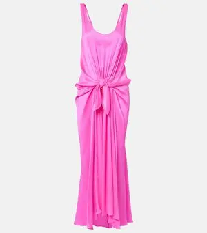 JW Anderson Gathered Silk Satin Midi Dress