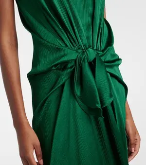 JW Anderson Gathered Silk Satin Midi Dress