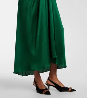 JW Anderson Gathered Silk Satin Midi Dress