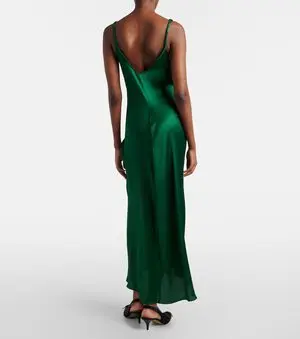 JW Anderson Gathered Silk Satin Midi Dress