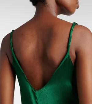 JW Anderson Gathered Silk Satin Midi Dress
