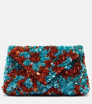 Dries Van Noten Embellished Satin Clutch - Multicoloured