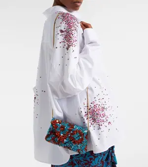 Dries Van Noten Embellished Satin Clutch - Multicoloured