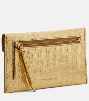 Dries Van Noten Embossed Metallic Leather Clutch