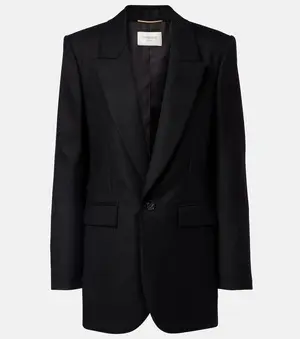 Saint Laurent Cashmere Double-breasted Blazer - Black