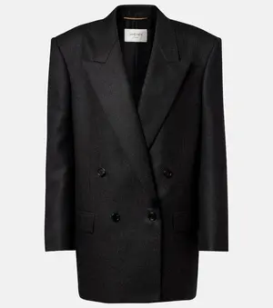 Saint Laurent Cashmere Double-breasted Blazer - Grey