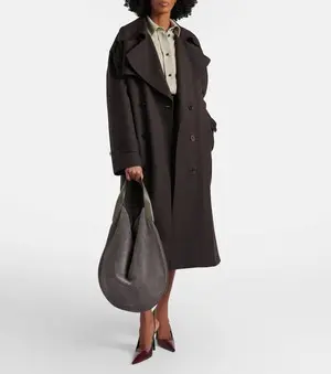 Victoria Beckham Soft Plie Suede Shoulder Bag - Grey